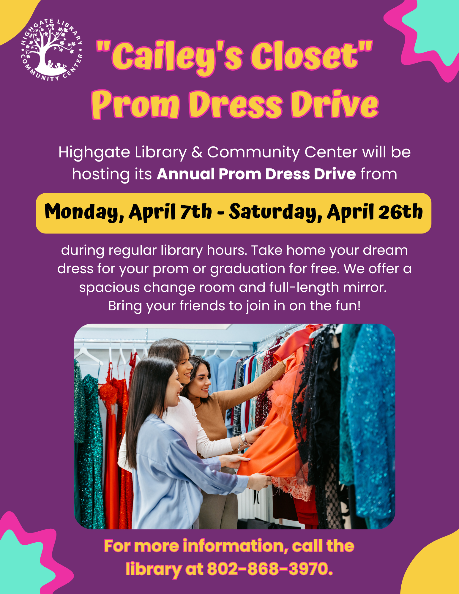 Annual Prom Dress Drive – HIGHGATE LIBRARY